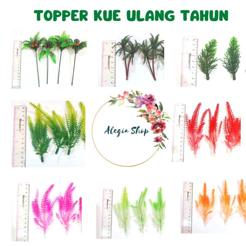 Jual Topper hiasan kue ulang tahun rumput pohon kelapa murah per 5 pcs ...