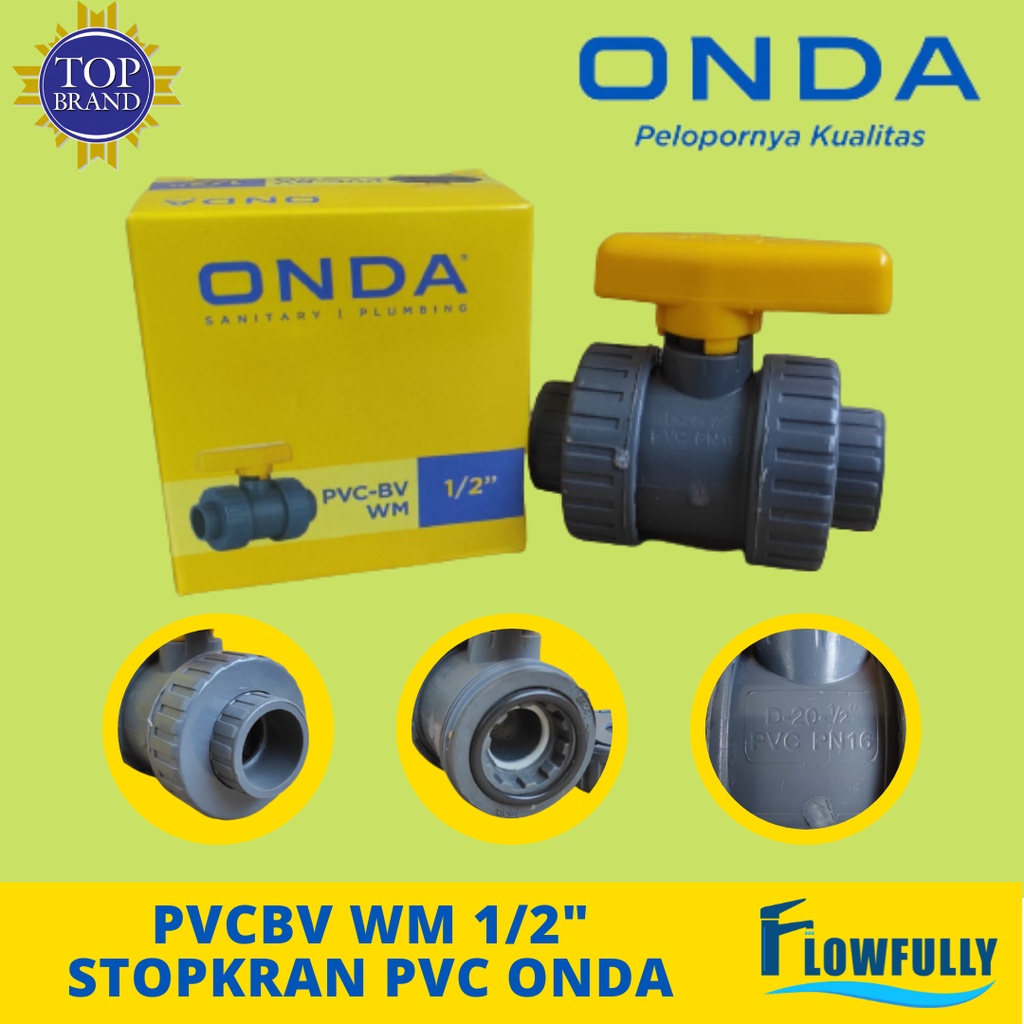 Jual STOP KRAN WATERMUR 1/2" ONDA PVCBV WM STOPKRAN UNION BALLVALVE ...