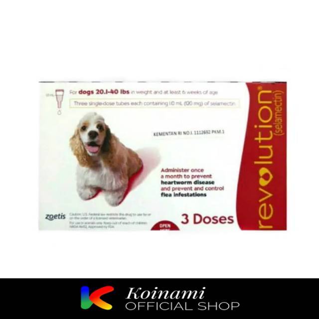 Jual REVOLUTION DOGS 20.1-40 LBS 1 tube / 10kg - 20kg anjing / obat ...