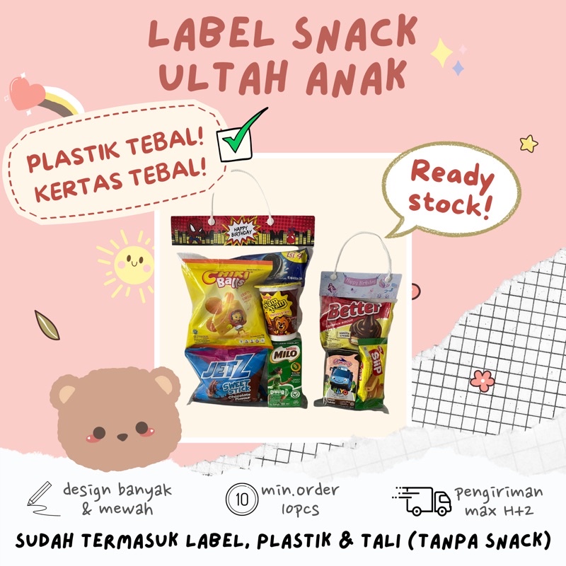 Jual CUSTOM NAMA LABEL SNACK ULANG TAHUN GOODIEBAG / PLASTIK SNACK ...