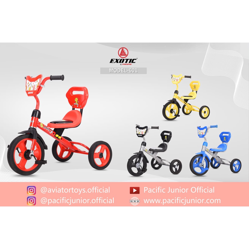 Jual Sepeda Roda Tiga Tricycle Exotic ET 601 Steel Karakter Dino ...