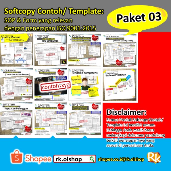 Jual Paket 03, [Softcopy] Contoh/ Template ISO 9001:2015 | Shopee Indonesia