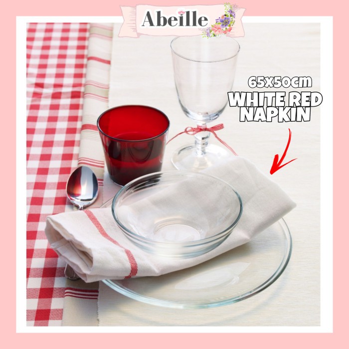 Jual KAIN SERBET PUTIH GARIS MERAH NAPKIN CLOTH WHITE RED HITAM ...