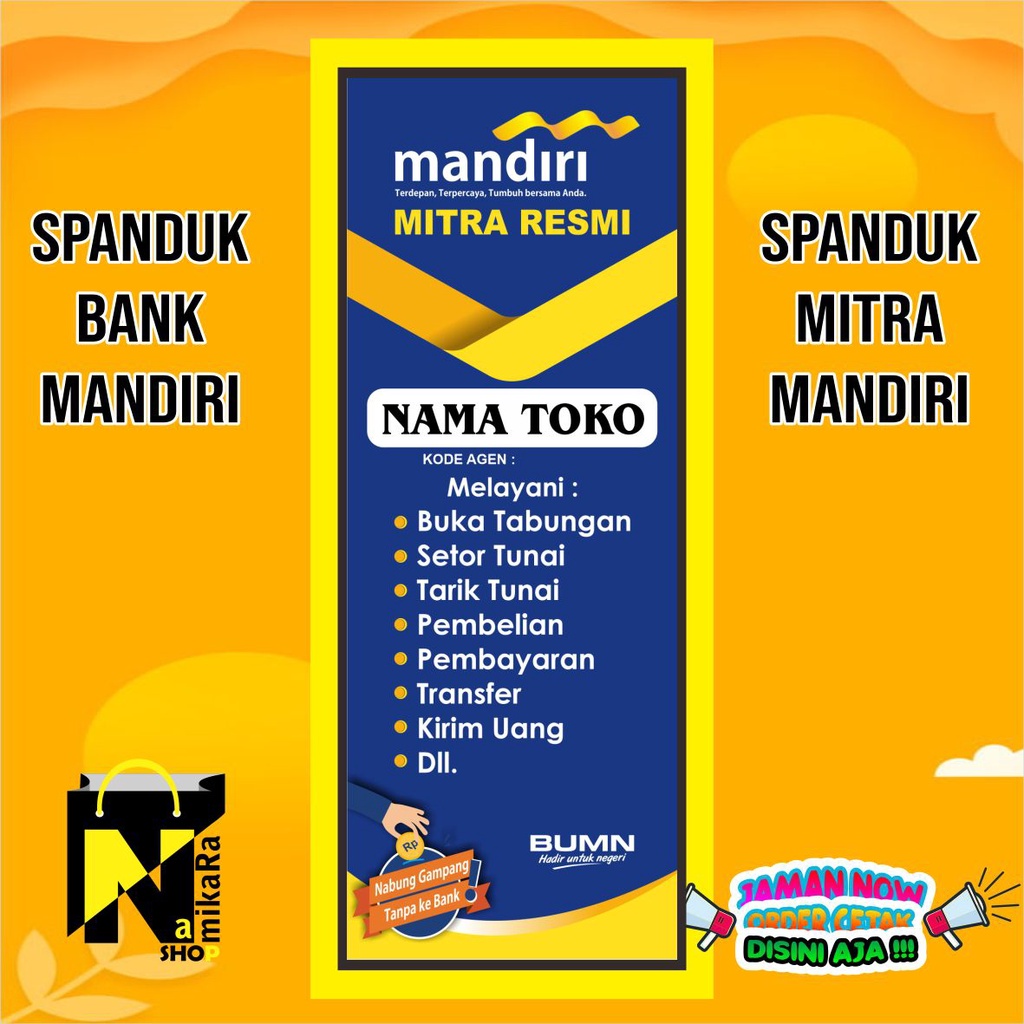Jual Banner Spanduk Backdrop mitra mandiri agen / banner mandiri agen / sepanduk mitra mandiri ...