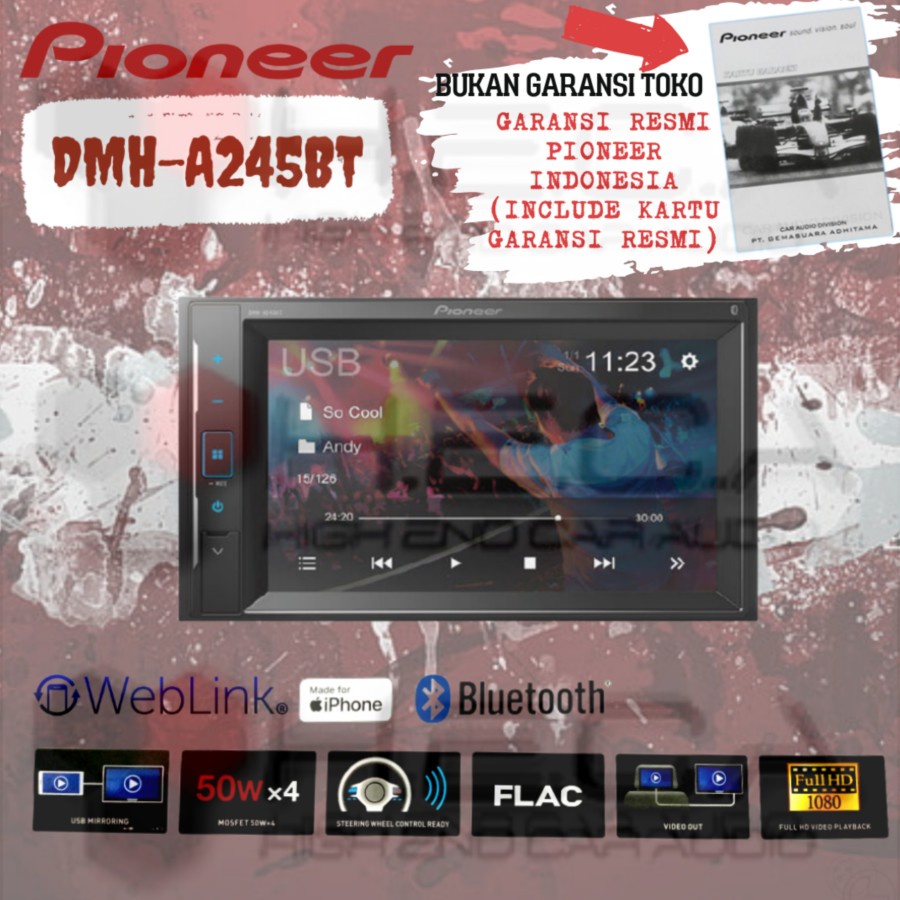 Jual Pioneer DMH-A245BT Head Unit Double Din DMH A245 BT Tape Audio Mobil | Shopee Indonesia