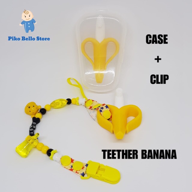 Jual Teether Banana with Case and Clip / Mainan Gigitan Bayi Banana ...