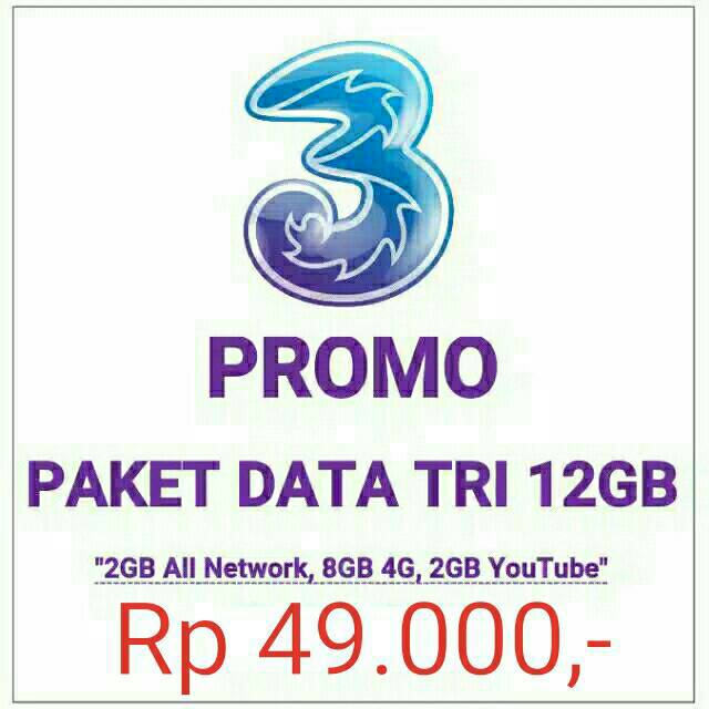 Jual Paket Murah Kuota Internet Tri 12GB Inject (Isi Langsung ke Nomor ...