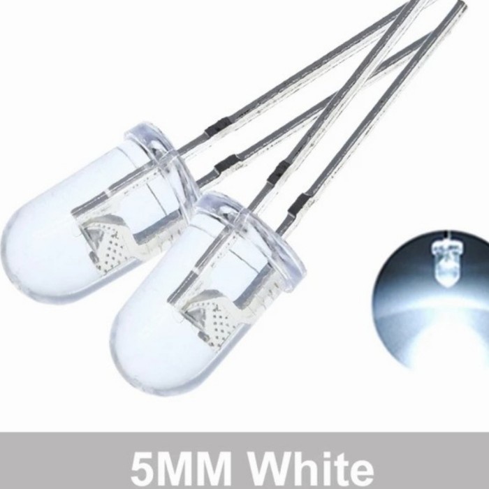 Jual Led 5mm Putih Clear 5 mm Bening nyala Lampu kecil White | Shopee ...
