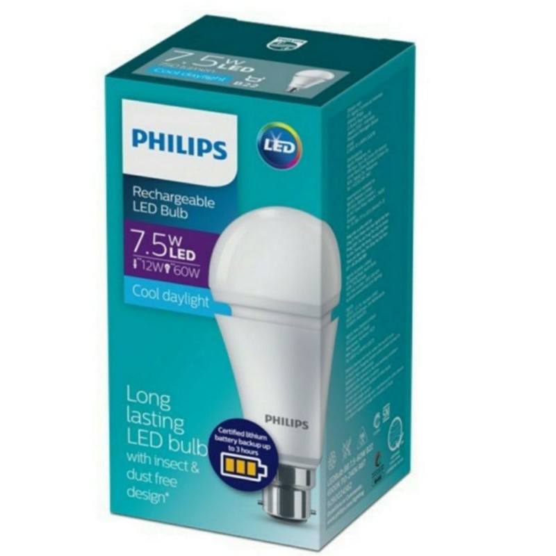 Jual LAMPU PHILIPS RECHARGEABLE EMERGENCY LED BULB 7,5 WATT 7.5W 7.5 W Putih | Shopee Indonesia