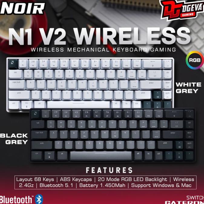 Jual Noir N1 V2 65% RGB Wireless Bluetooth Mechanical Keyboard Gaming ...