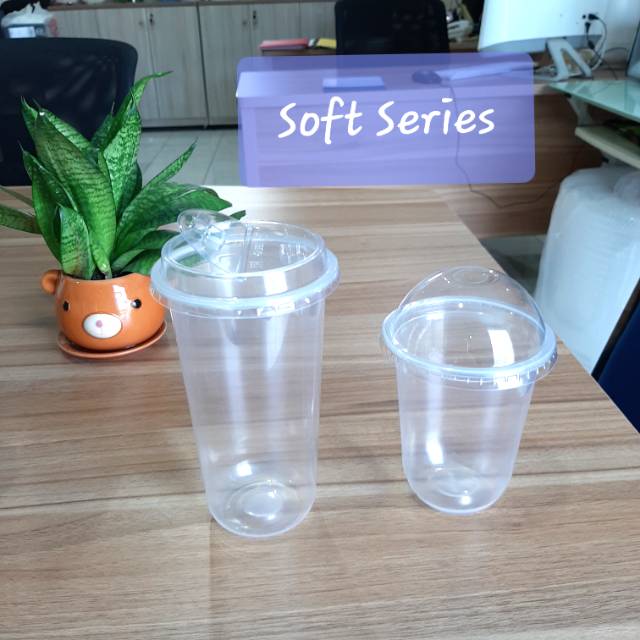 PP CUP OVAL ROUND SOFT SERIES 16OZ 22OZ LID DOME SEMIOPEN | Shopee ...