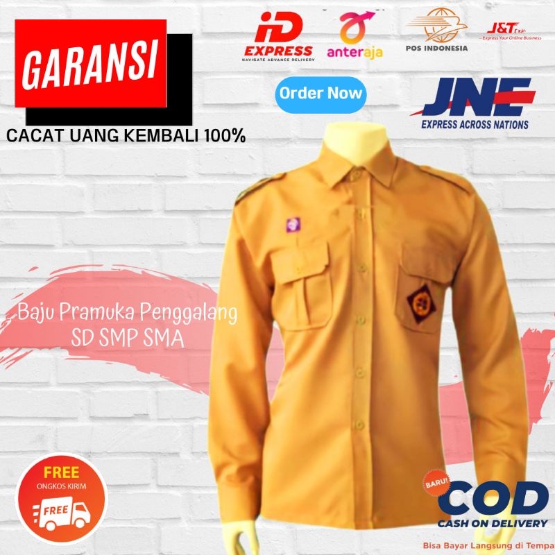Jual Baju Seragam sekolah SD SMP SMA Baju Pramuka Penggalang saku 2 atas lengan panjang warna ...