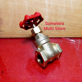 Jual Ryuichi Gate Valve Kuningan 1/2 - Stop Kran Putar | Shopee Indonesia
