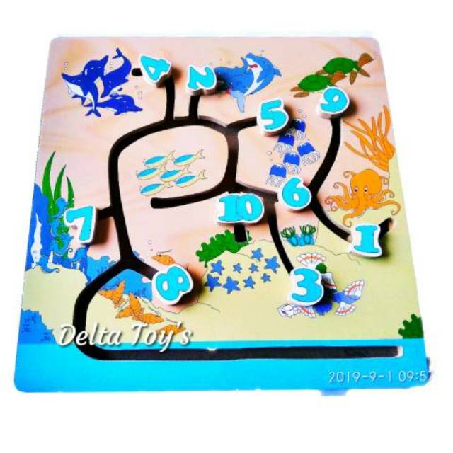 Jual MAINAN EDUKASI ANAK KAYU MAZE ALUR HITUNG BINATANG LAUT DAN ANGKA ...
