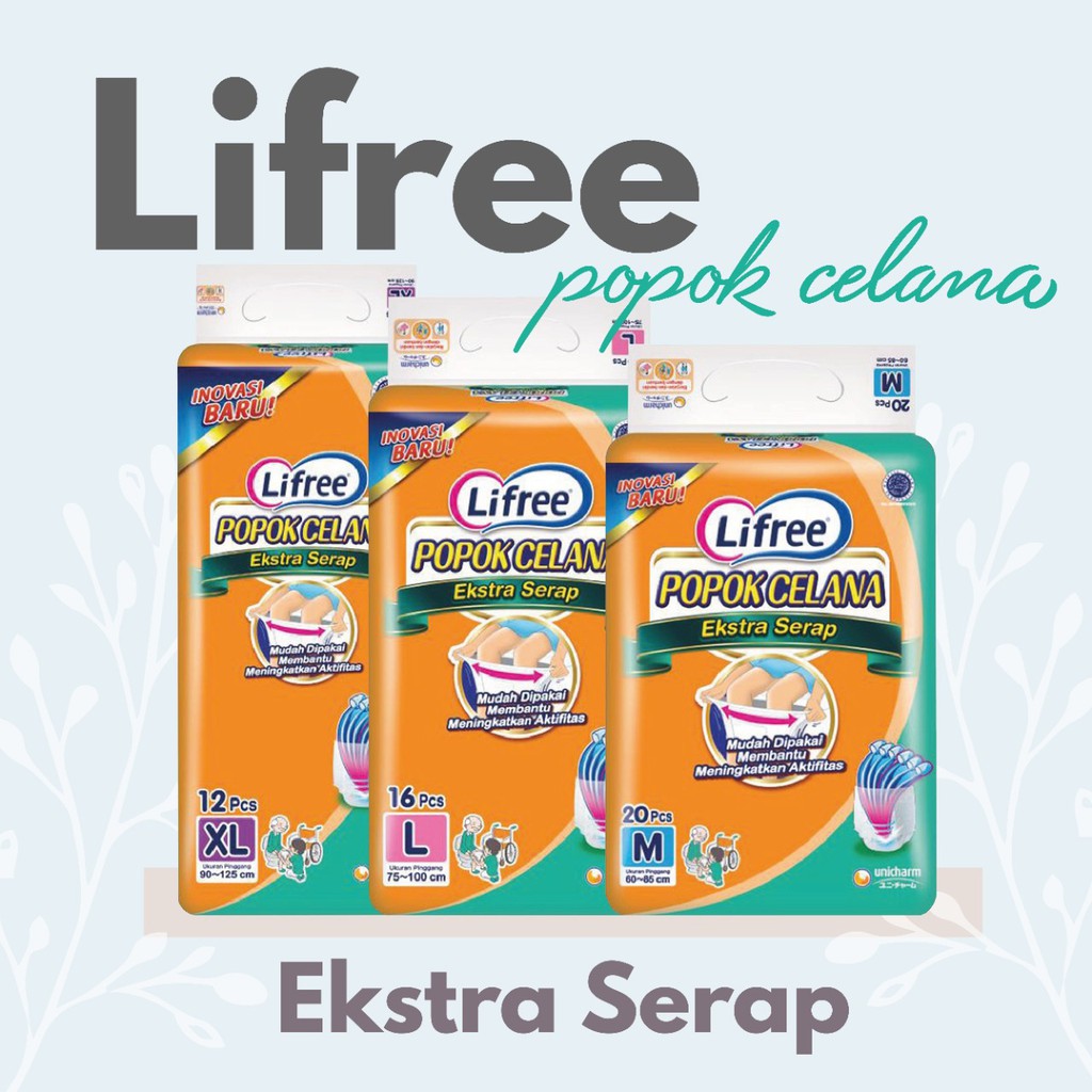 Jual Lifree Ekstra Serap M20 L16 XL12 / M 20 L 16 XL 12 - Popok Celana Dewasa kemasan hijau ...