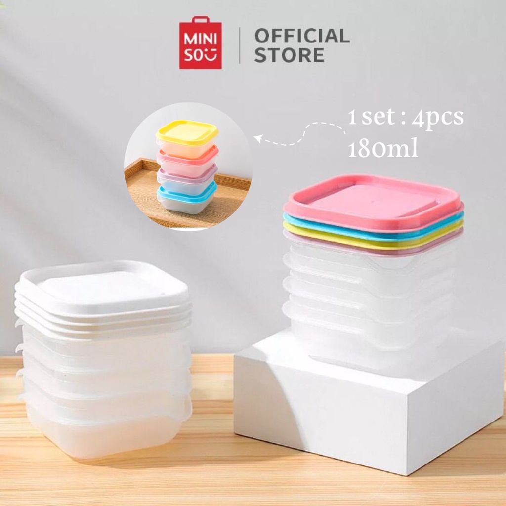 Jual MINISO Kotak Penyimpan Makanan Plastik 4 Buah Storage Box 180ml ...