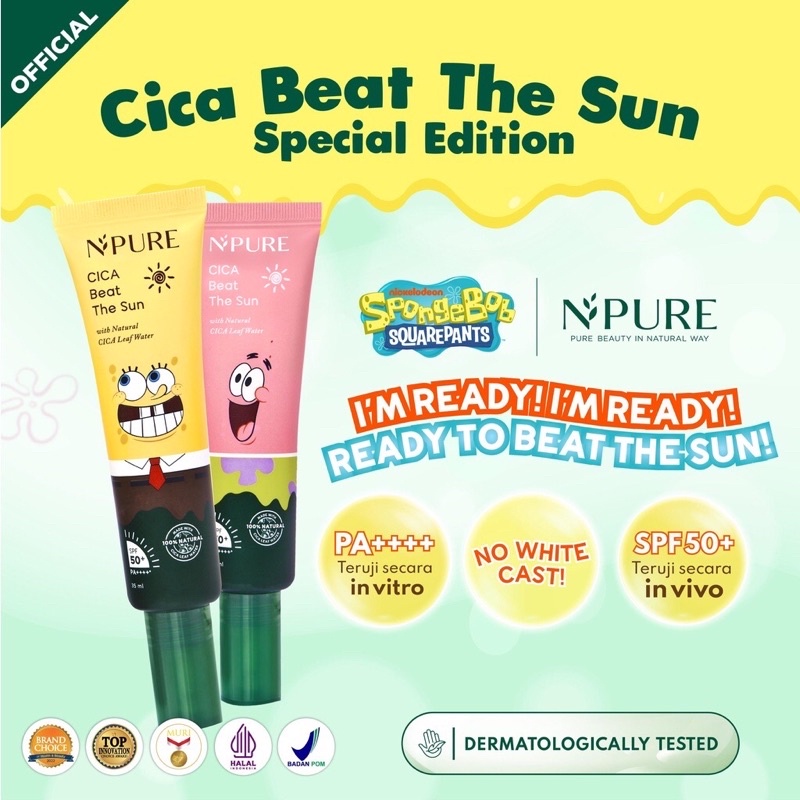 Jual NPURE Sunscreen BTS SPONGEBOB PATRICK cica beat the sun spf 50 PA ...