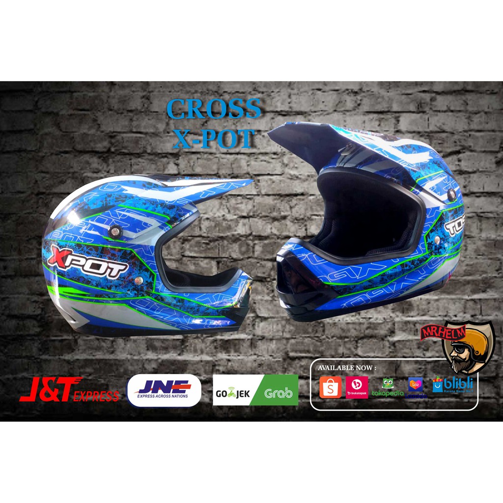 Jual HELM CROSS XPOT BLUE GREEN HARGA CUCI GUDANG ( MR HELM ) | Shopee ...