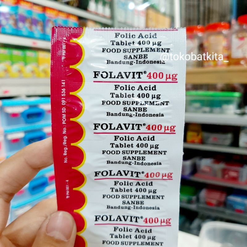 Jual [ISI= 10TABET] FOLAVIT 400 MG TABLET / VITAMIN ASAM FOLAT BAGI ...
