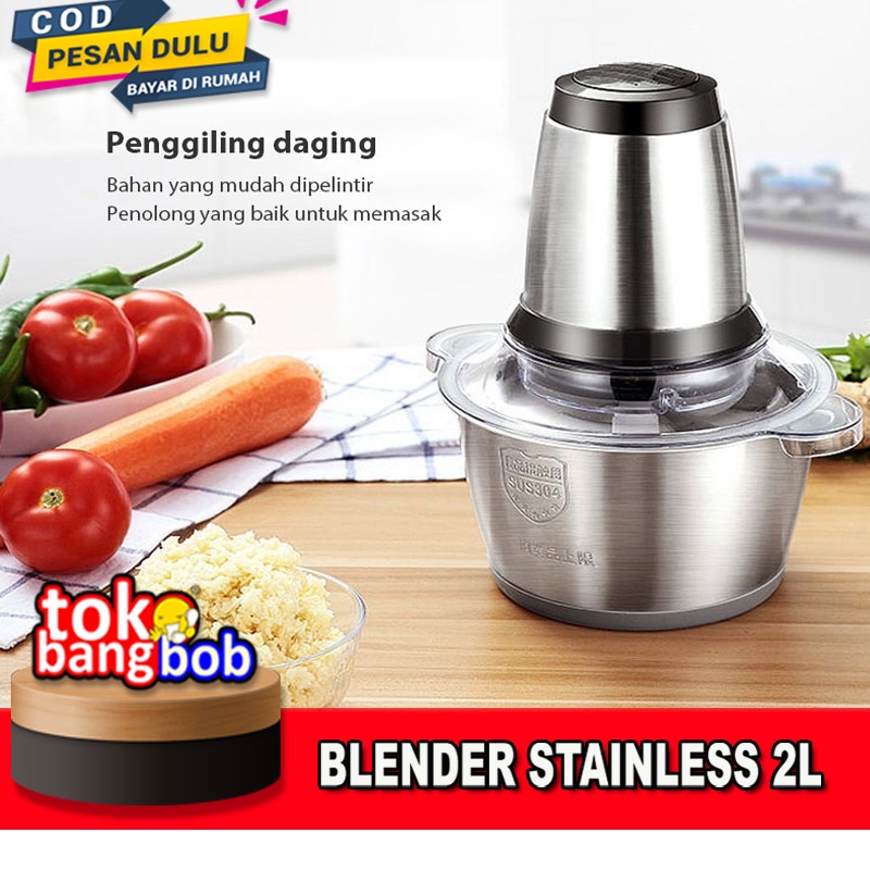 Jual Meat Grinder 2L Stainless Steel Penggiling Daging dan Bumbu Masak ...