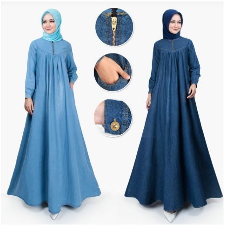 Jual Gamis Jeans Ambia Dress/Gamis Jeans Terbaru S-M-L-XL-XXL | Shopee ...