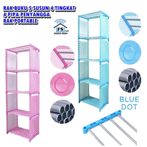 Jual RAK BUKU SERBAGUNA 5 TINGKAT 4 SUSUN PENYANGGA RAK PORTABLE 4 PIPA ...
