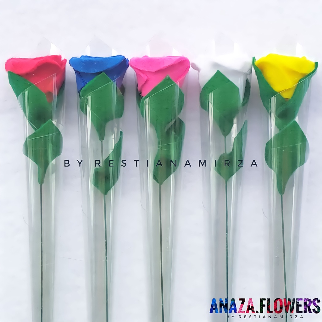 Jual Bunga Tangkai Mawar Flanel Bungkus Plastik Mika Souvenir Wisuda ...