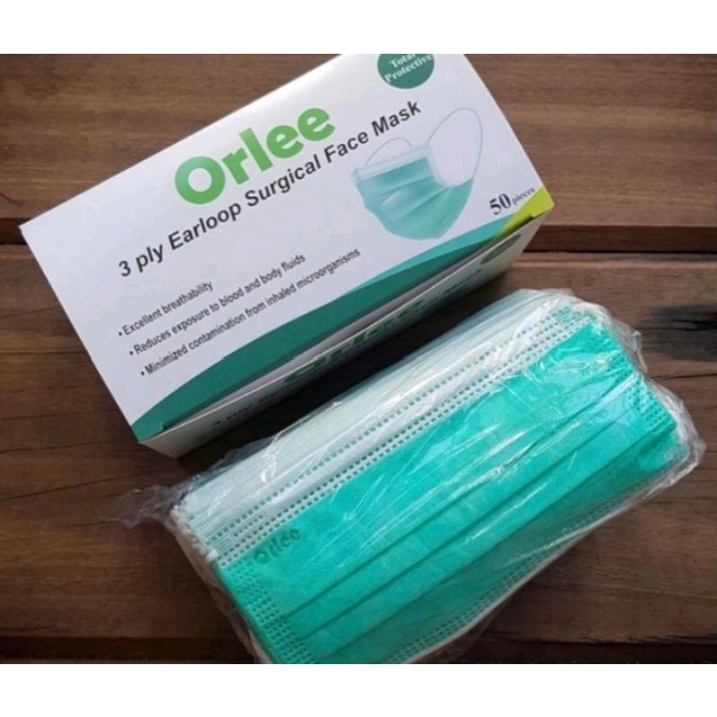 Jual masker orlee hijau (earloop & hijab emboss) 3 ply 50 pcs | Shopee ...