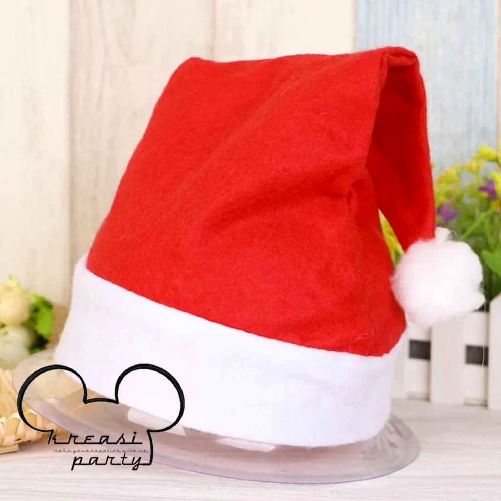 Jual Topi Natal Polos ALL SIZE / Topi Santa / Topi Christmas / Topi ...