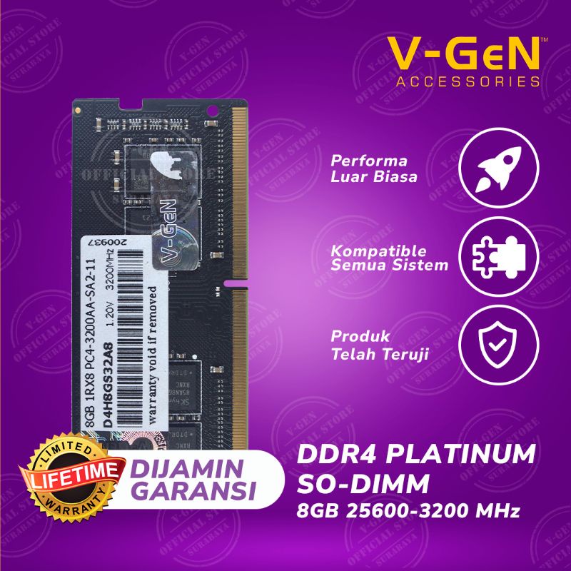 Jual RAM DDR4 SODimm V-GeN 8GB PC25600/3200Mhz V-GeN | Shopee Indonesia Jual RAM DDR4 SODimm V-GeN 8GB PC25600/3200Mhz V-GeN | Shopee Indonesia