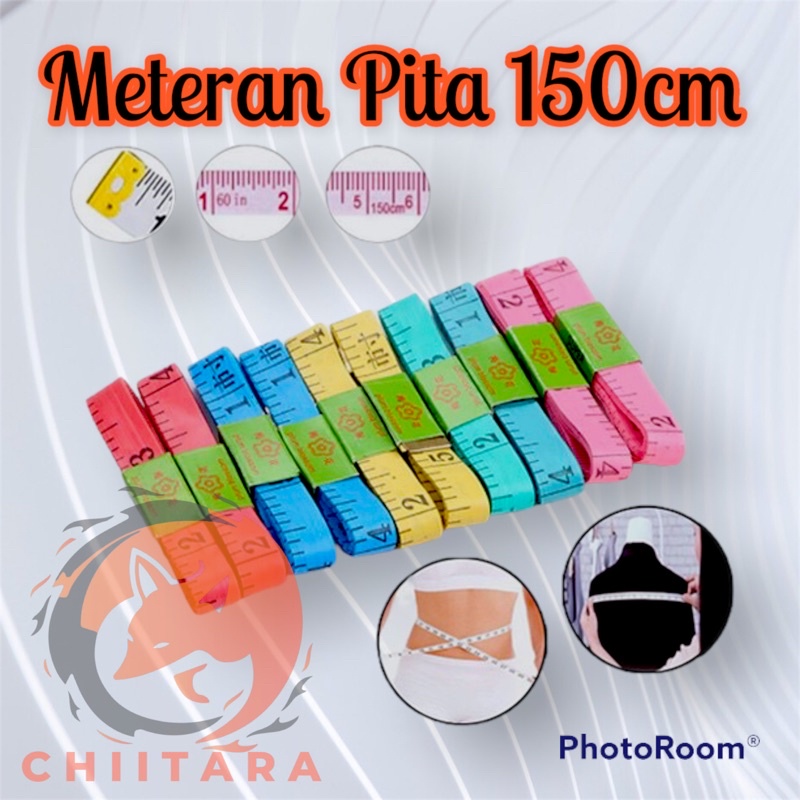 Jual Meteran Baju 1.5m 150cm Pita Alat Pengukur Kain Lingkar Perut ...