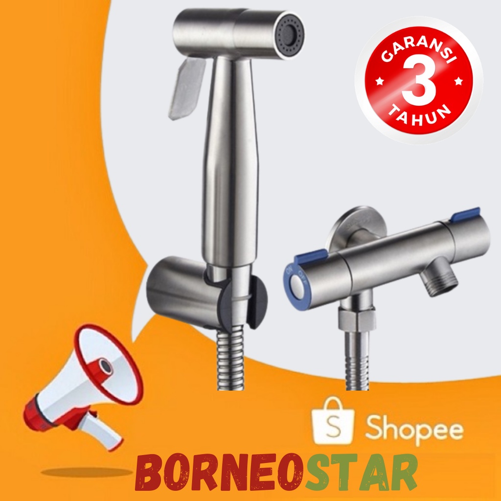 Jual Paket Jet Shower Kran Cabang 2 on/oof/Kran shower stainless/Black ...