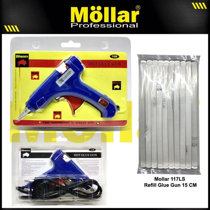 [PAKET] BISON Alat Lem Tembak Biru 10 Watt & 10 Pcs Refill Glue Gun ...