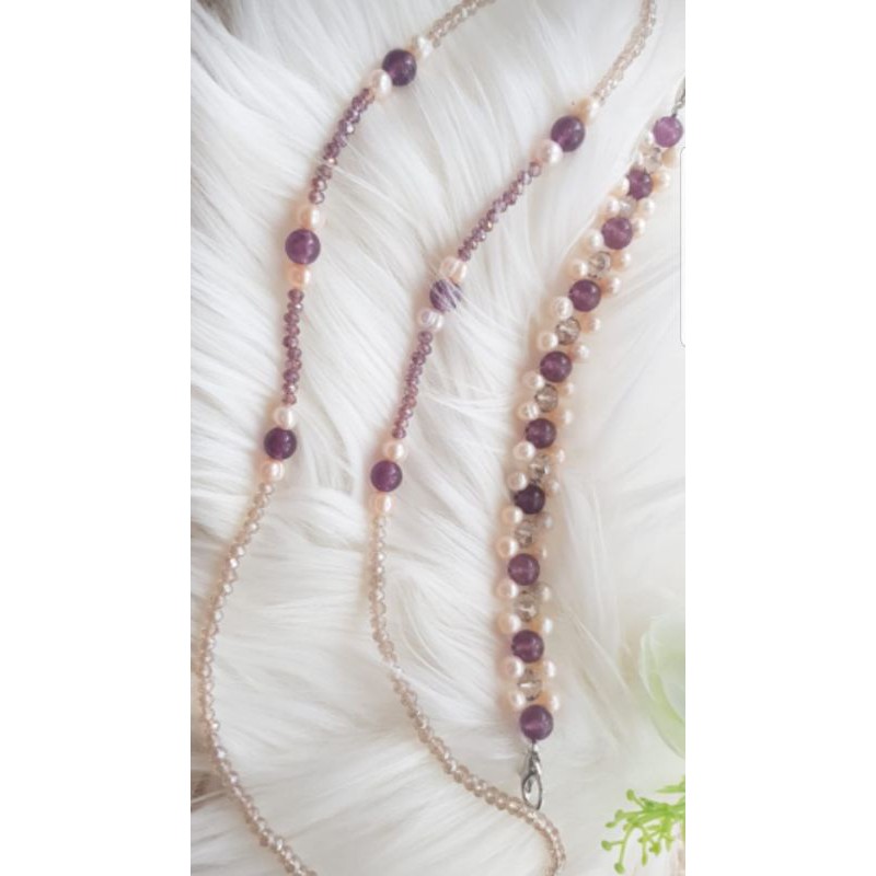 Jual premium mask connector & strap (mutiara batu ungu ) | Shopee Indonesia