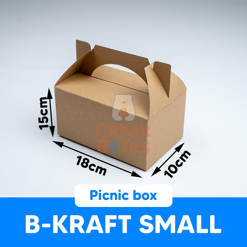 Jual KUSTOM CETAK PACKAGING PICNIC BOX KRAFT (S) KOTAK MAKANAN/KUE/BOLU ...