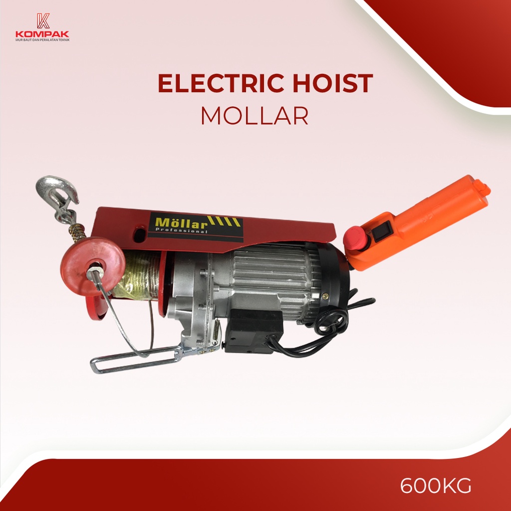 Jual Mollar Alat Derek Elektrik Electric Hoist Reel Double Hook 600 Kg ...