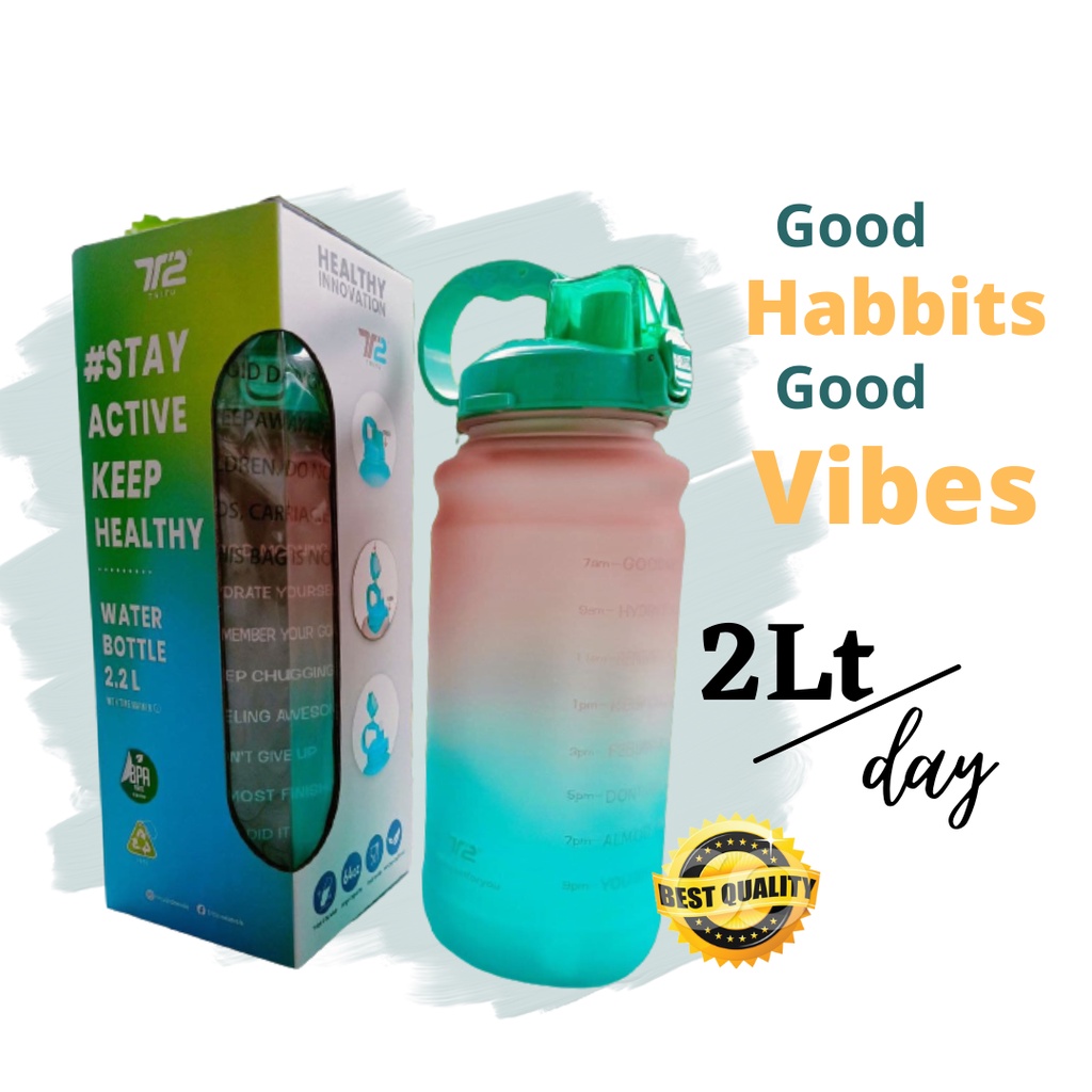Jual Botol Minum 2 liter Botol Bekal olah raga Botol Motivasi Tritu ...