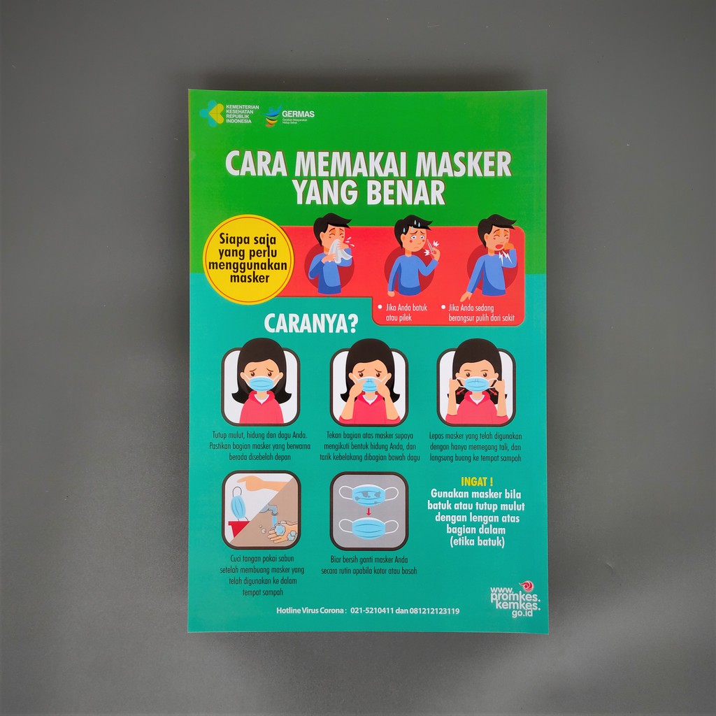 Jual Poster Cara Memakai Masker - Poster Petunjuk Menggunakan Masker ...