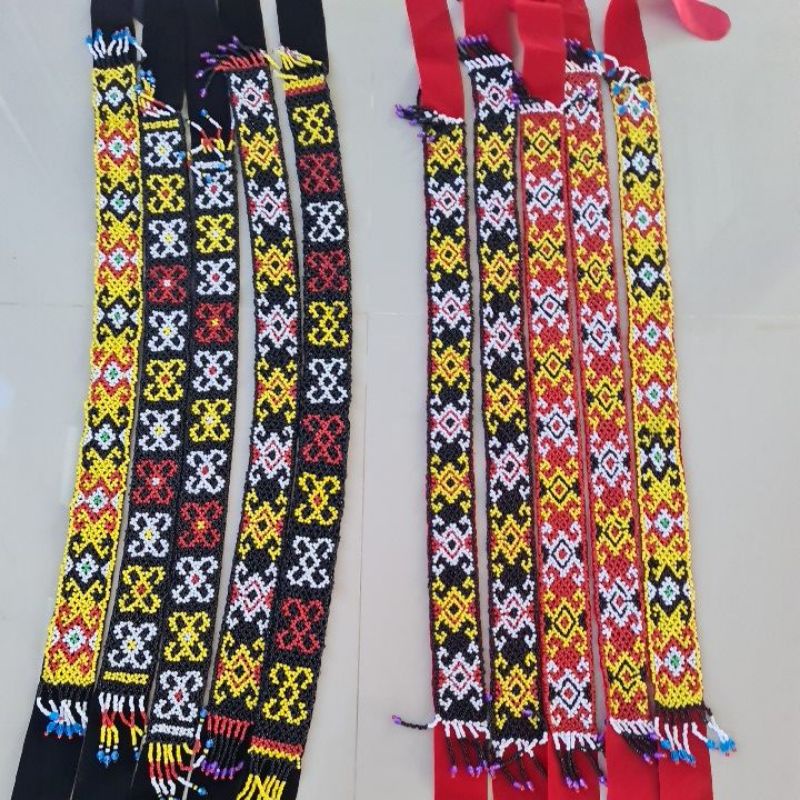 Jual Ikat kepala suku dayak kalimantan syal kain bludru hiasan manik ...