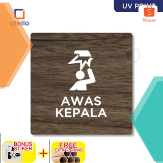 Jual Promo Signage Awas Kepala Sign Board Kayu Print Wooden Papan Label ...