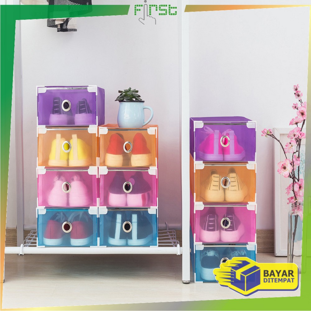 Jual FH-C598 Kotak Sepatu Lipat Transparan Tebal Serbaguna Dengan List ...