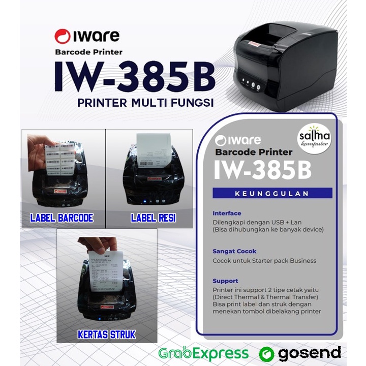 Jual PRINTER LABEL BARCODE STICKER IWARE 385B XPRINTER XP365B USB+LAN ...