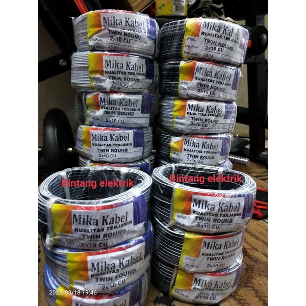 Jual Kabel serabut isi 2 (2x10 )CU Mika kabel Twin Round ( 25meter ...