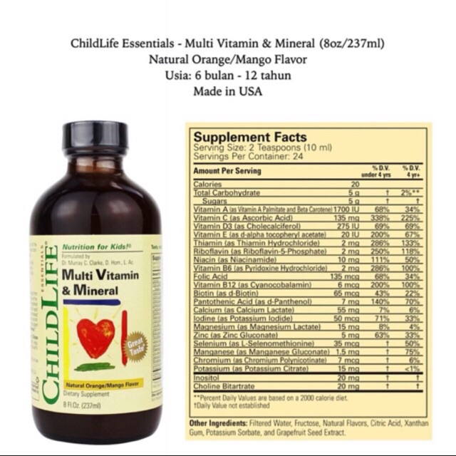 Jual Childlife Multivitamin & Mineral | Shopee Indonesia