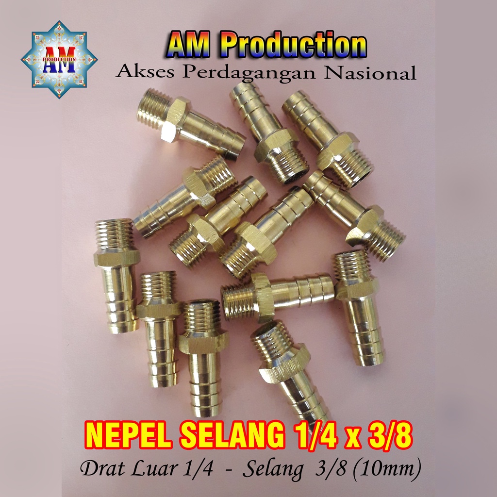 Jual Nepel Selang 1/4x3/8, Nepel Selang Kuningan, Hose Neaple, Drat ...