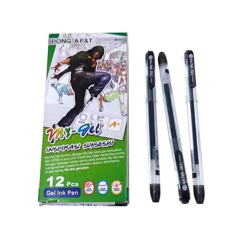 Jual PEN MY GEL CAIR HITAM 1 kotak (isi 12pcs ) | Shopee Indonesia
