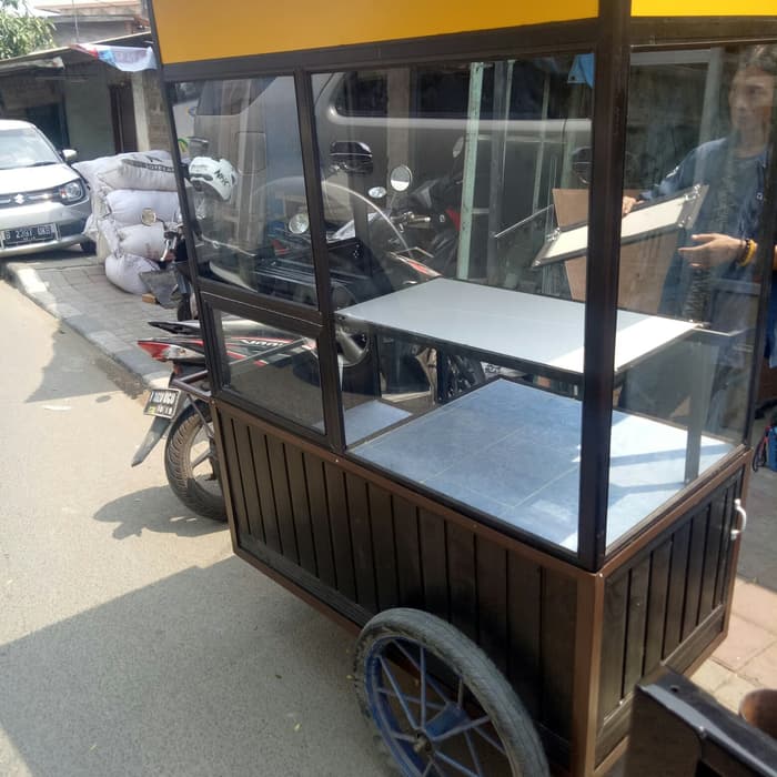Jual gerobak alumunium, gerobak roda motor, gerobak jualan, etalase kue ...