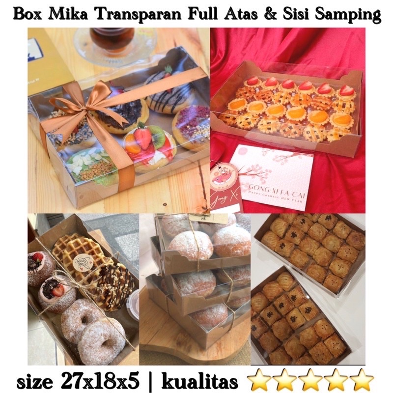 Jual (5 box) Kotak Kue Donat / Pastry Tutup Full Mika Premium 27x18 ...