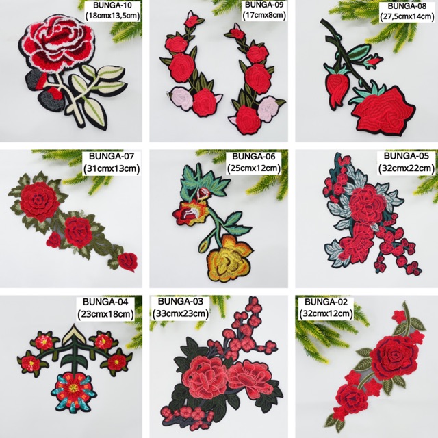 Jual (Per pcs) Aplikasi bunga bordir / bordiran bunga / bordiran bunga ...