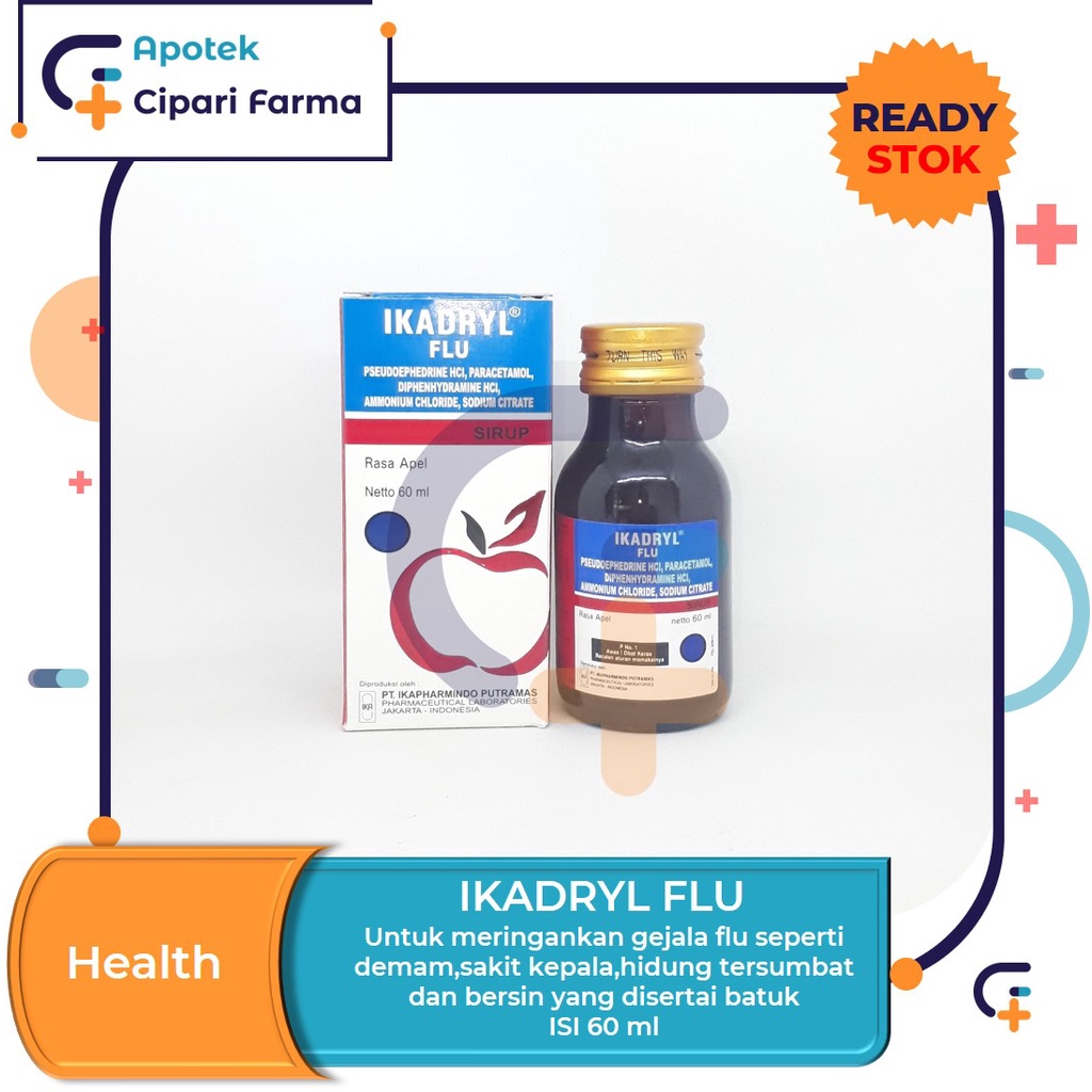 Jual Ikadryl Flu Sirup Obat Pereda Pilek | Demam | Batuk | Sakit Kepala ...